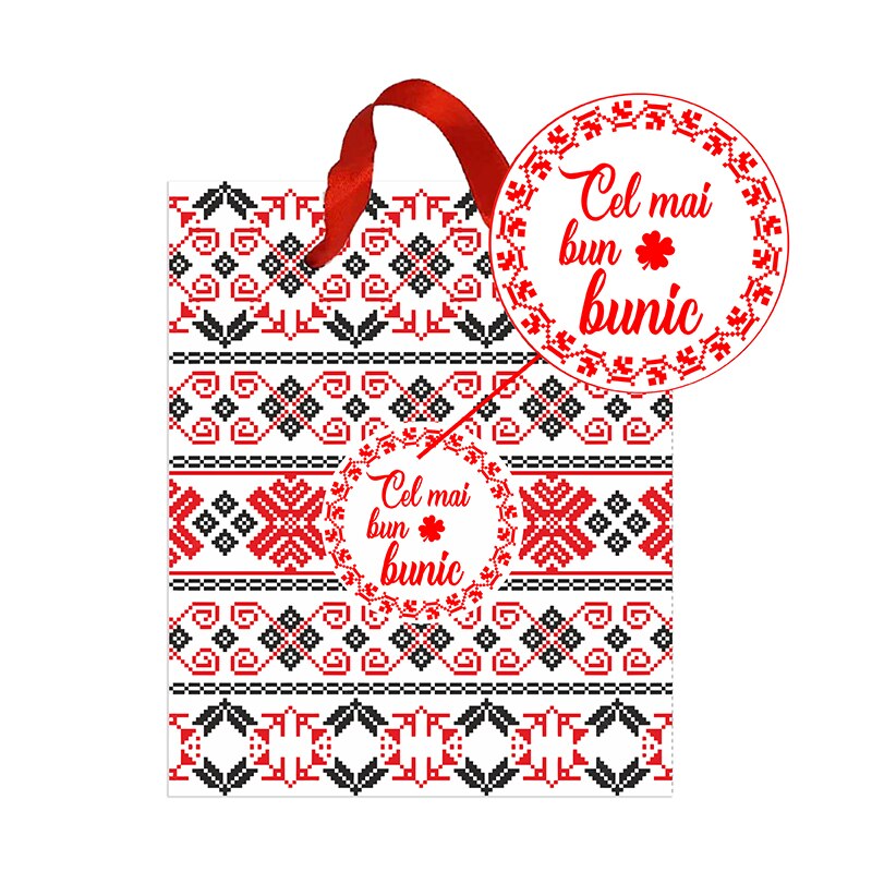 Punguta Cadou Motive Traditionale Cel mai bun Bunic, 12x14.5x6cm - eMAG.ro