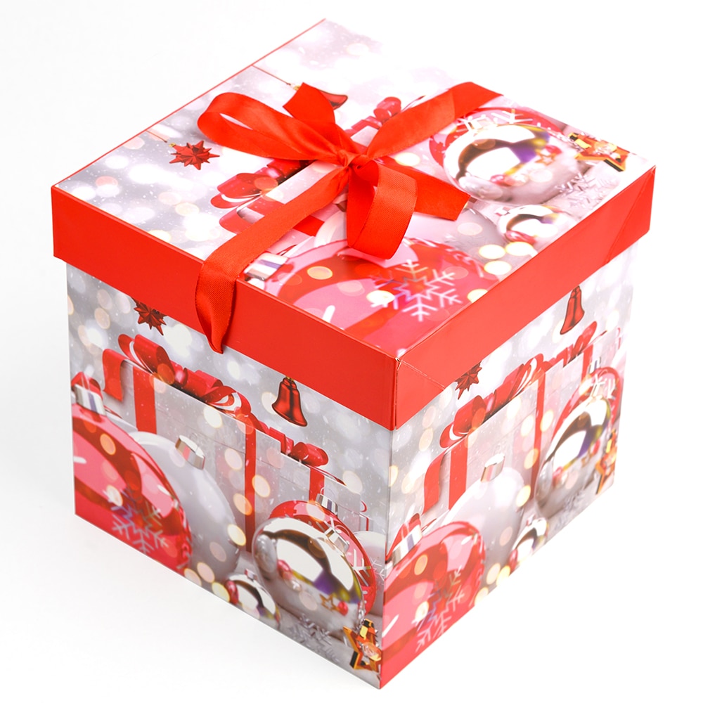 Cutie Cadou de Craciun, 20x20 cm, cu Tematica de Sarbatori - eMAG.ro