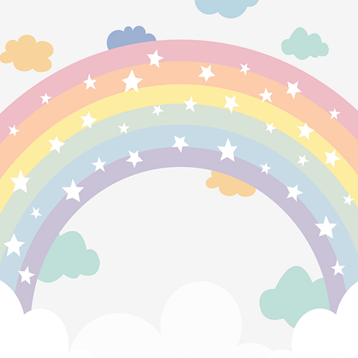 Fototapet colorat curcubeu, nori, motiv pentru o camera de copii 135 cm ...