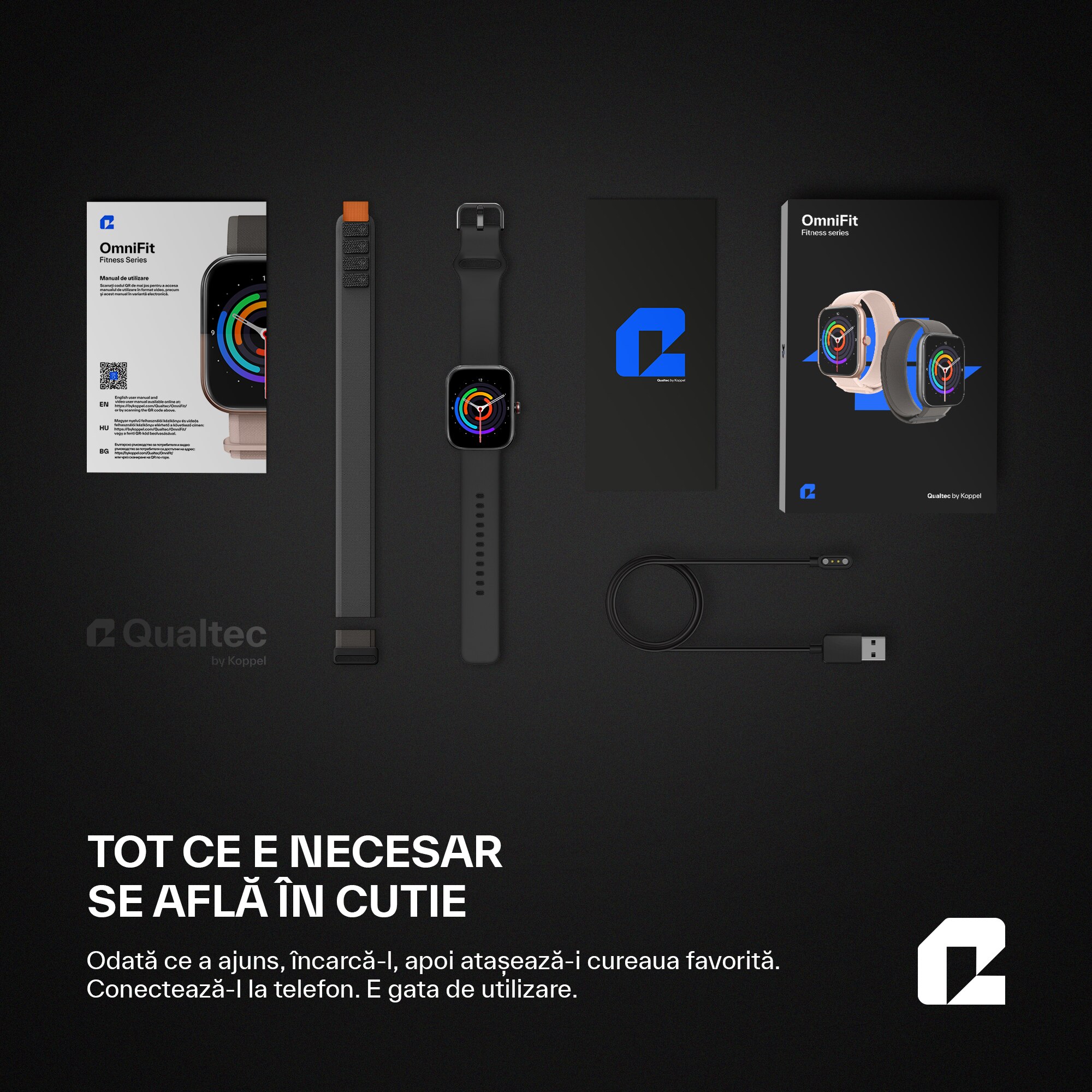 Ceas smartwatch, Qualtec by Koppel®, inteligent, fitness, sport ...