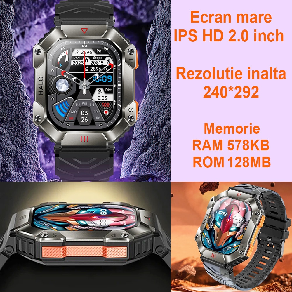 Smartwatch, 2 inch, IPS Star HD, 620mAh, 3 curele incluse, functie de ...