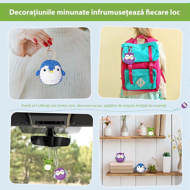 Kit de crosetat pentru incepatori, 3 modele de animale, Multicolor ...