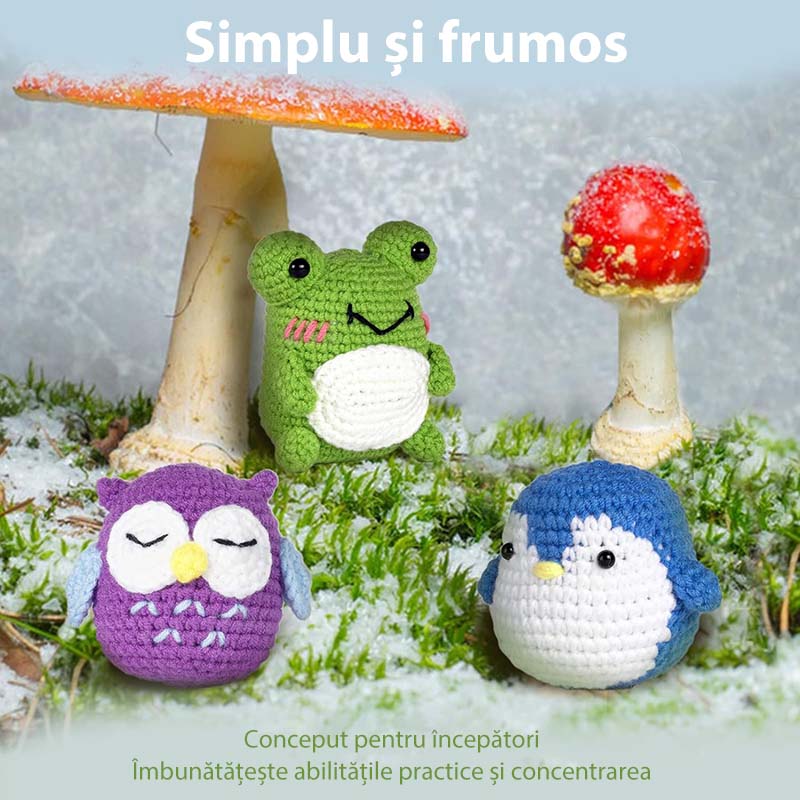 Kit de crosetat pentru incepatori, 3 modele de animale, Multicolor ...