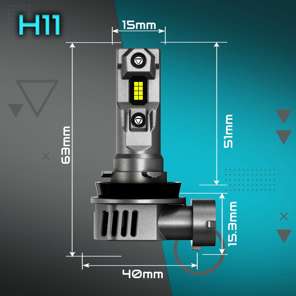 Set 2 becuri auto, Qerk, LED, H11 20000 lm, 70 W, 6500 K - eMAG.ro
