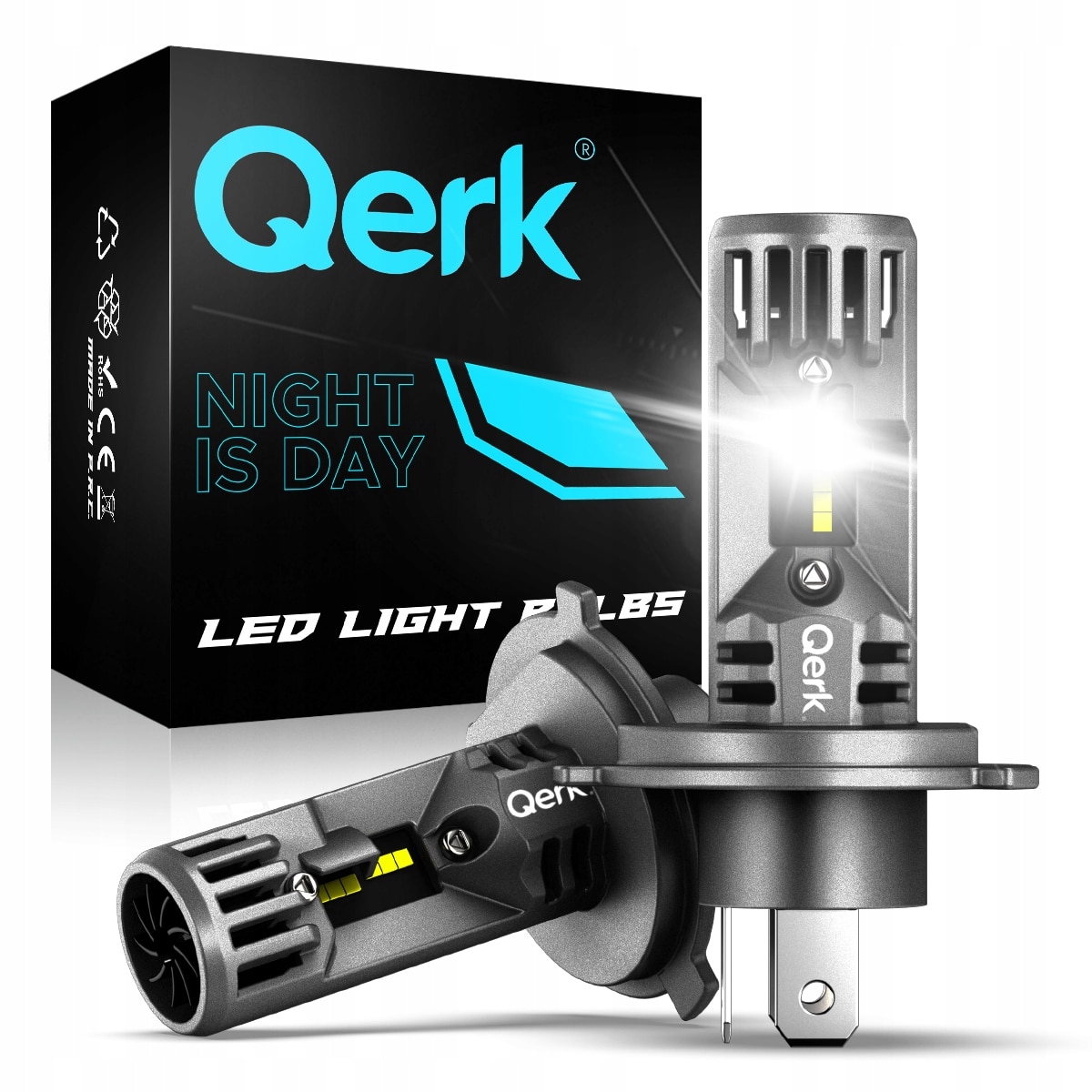 Set 2 becuri auto, Qerk, LED, H4 20000 lm, 70 W, 6500 K - eMAG.ro