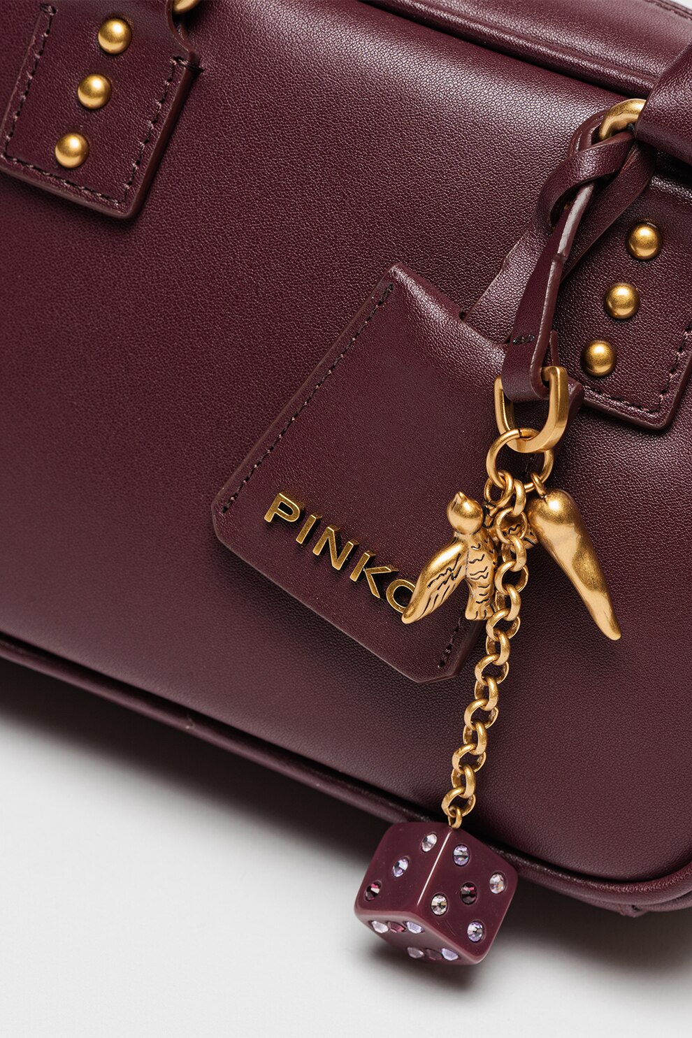 Pinko, Geanta din piele cu bareta de umar Bowling, Violet pruna - eMAG.ro