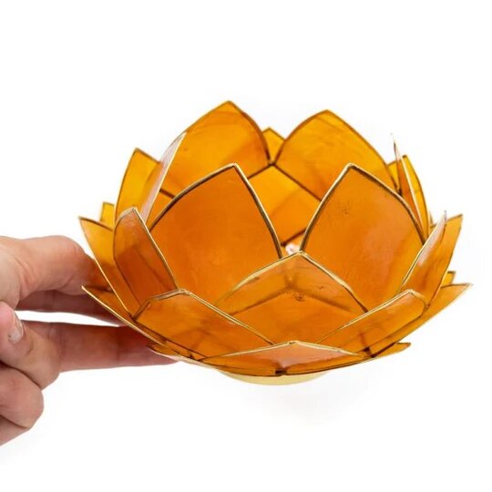 Suport lumanare floare de lotus cu cochilii Capiz Large, din Philippine ...