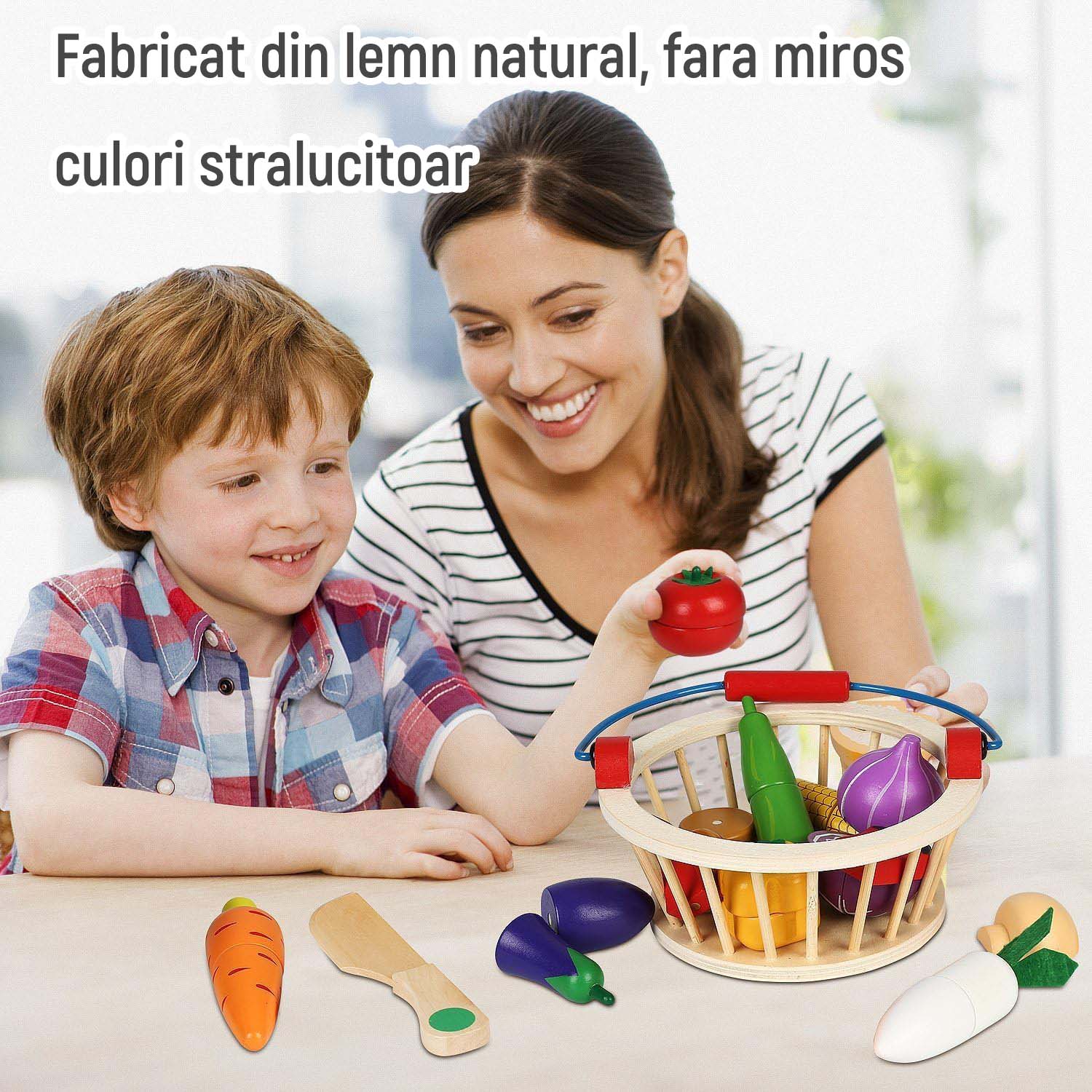 Set jucarii pentru copii cos cu fructe si legume de taiat, sundiguer ...