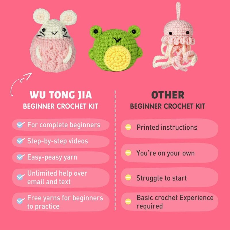 Set de crosetat, cu tutoriale video, consumabile de tricotat DIY, 3 ...