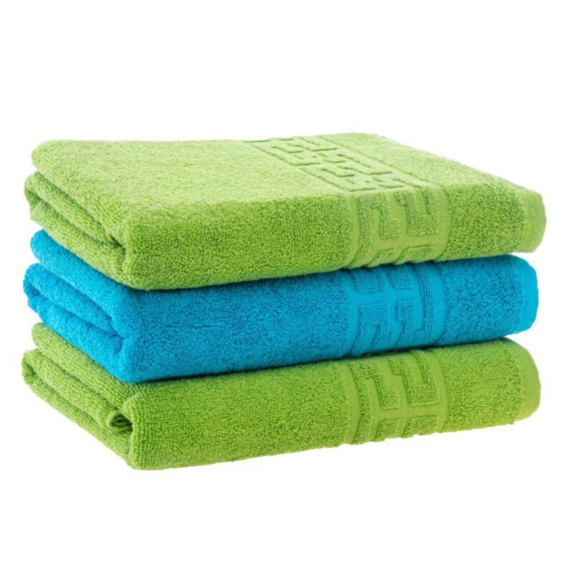 Set 3 Prosoape, 50x90 cm, 100% Bumbac, Greek Border, 550gsm - turcoaz ...