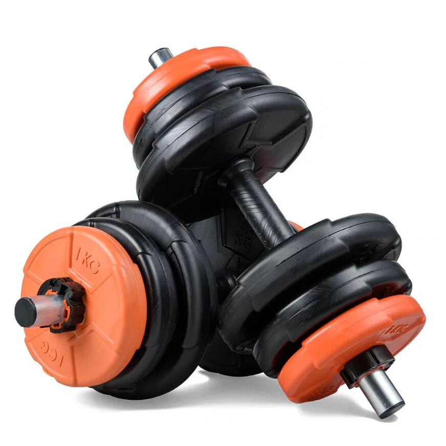 Set gantere reglabile de 21 KG cu 2 bare de 40 cm lungime si cleme prindere, negru orange - eMAG.ro