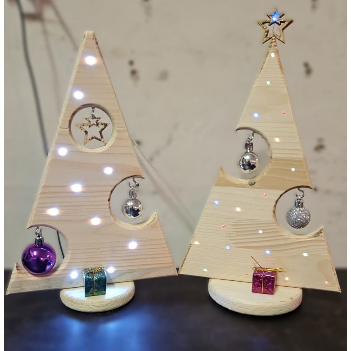 Brad decorativ de Craciun, din lemn, handmade 35 cm - eMAG.ro