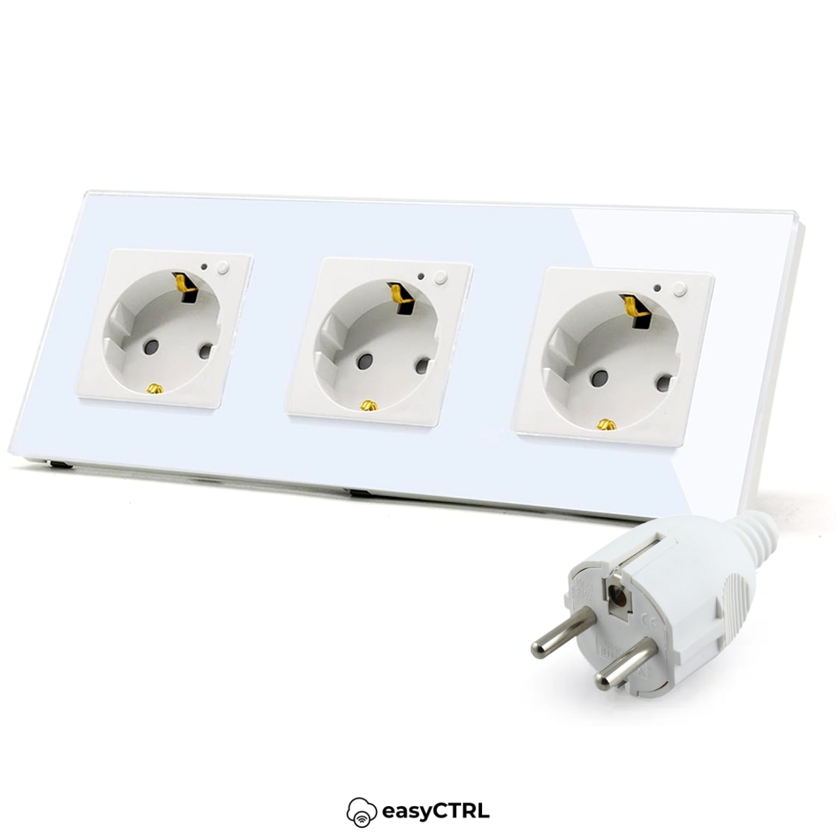 Priza inteligenta de perete, Wi-Fi, Tripla, Monitorizare consum, Smart ...