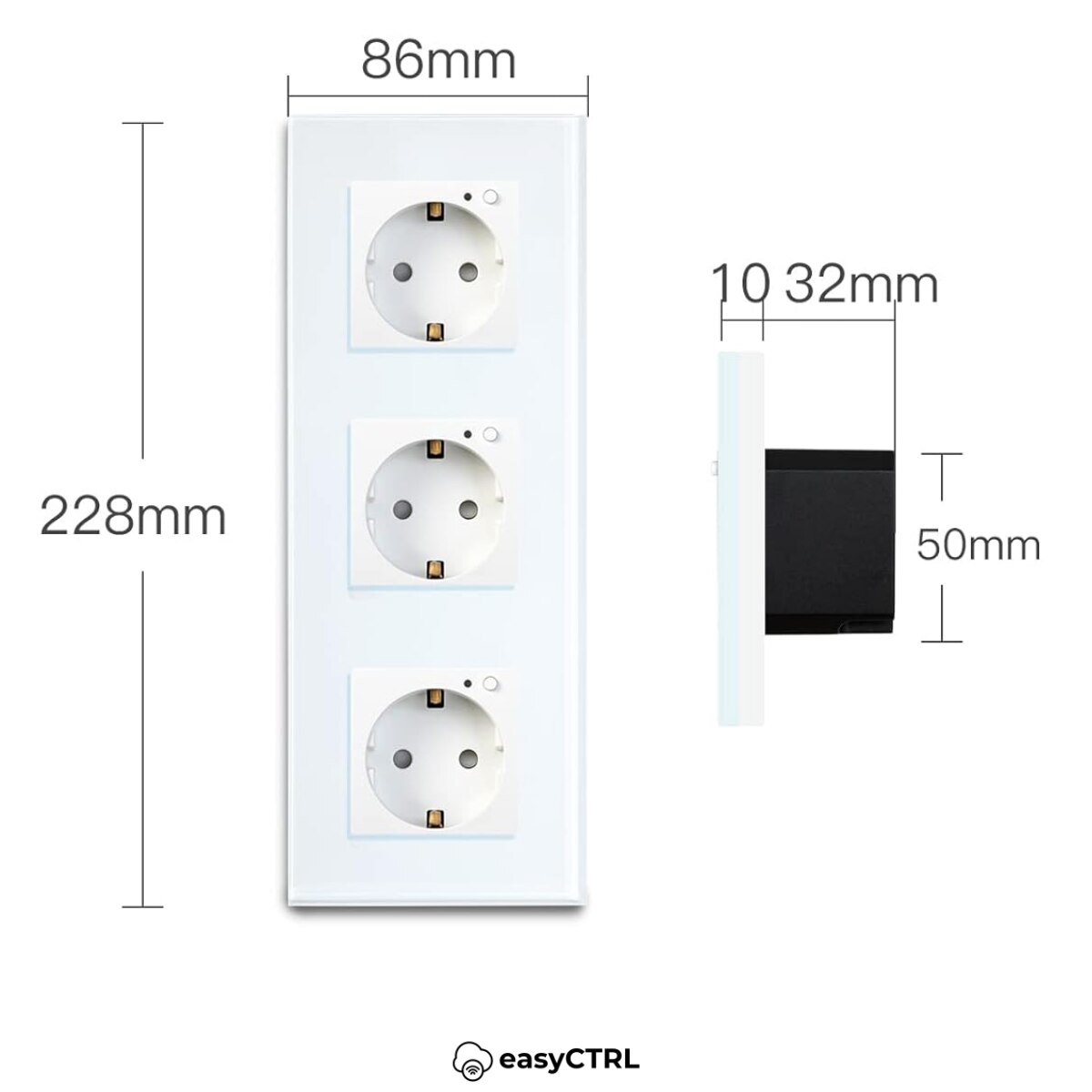 Priza inteligenta de perete, Wi-Fi, Tripla, Monitorizare consum, Smart ...