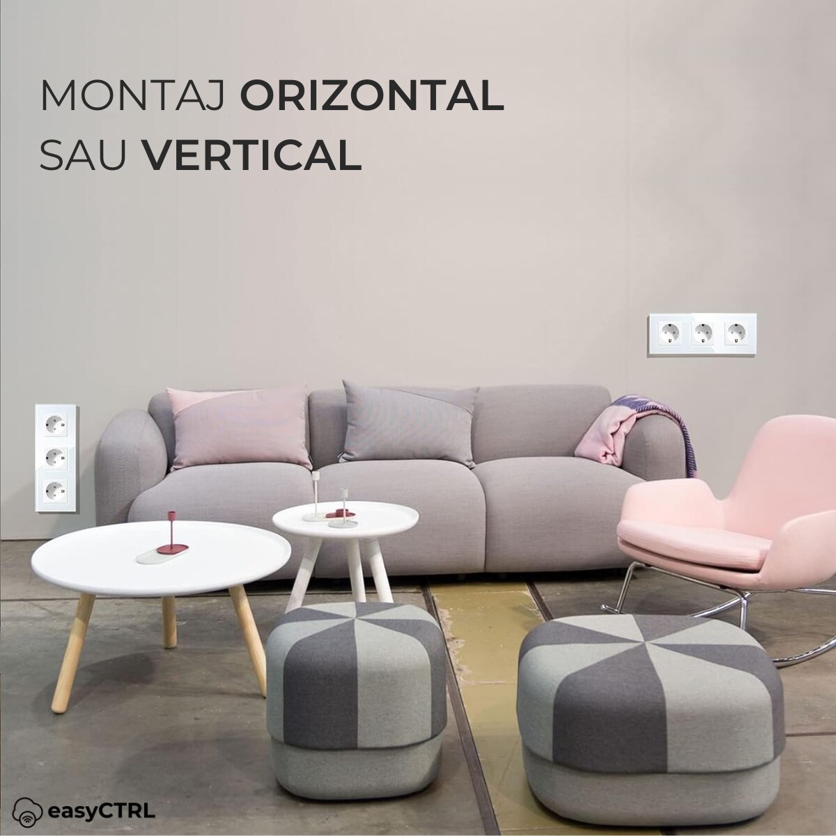 Priza inteligenta de perete, Wi-Fi, Tripla, Monitorizare consum, Smart ...