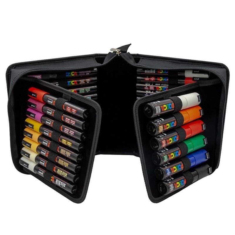 Mapa UNI Posca echipata cu 36 markere de diferite culori, tip PC-1M, PC ...