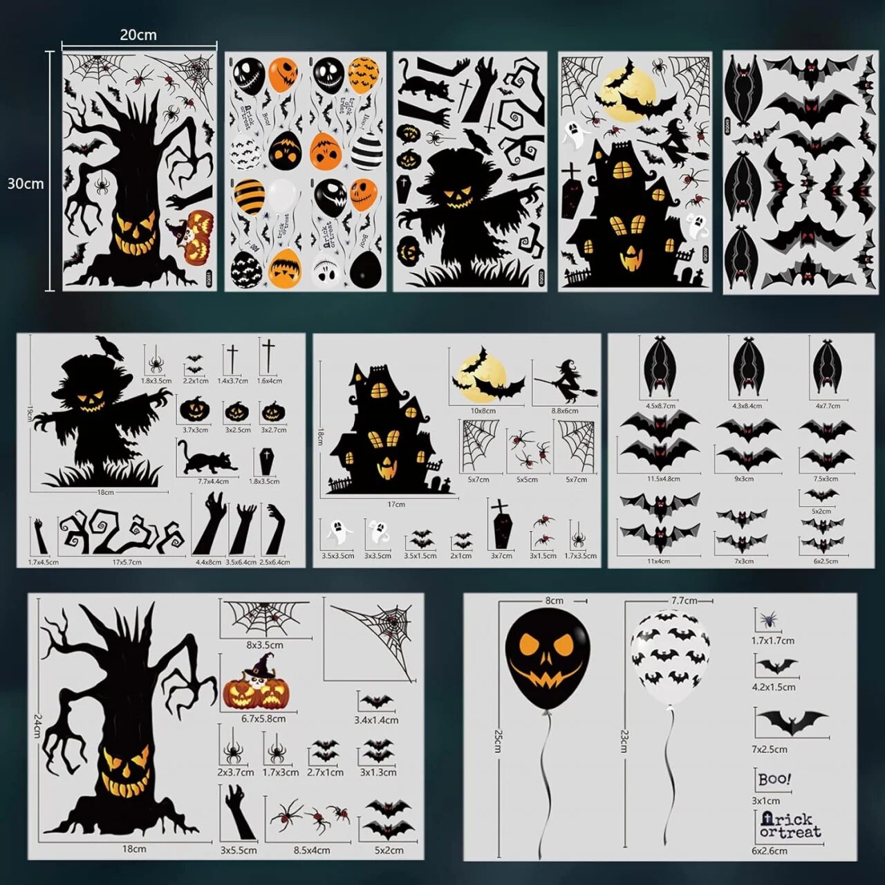 Set de 8 coli cu autololante de Halloween Kijuh, PVC, multicolor, 30 x ...