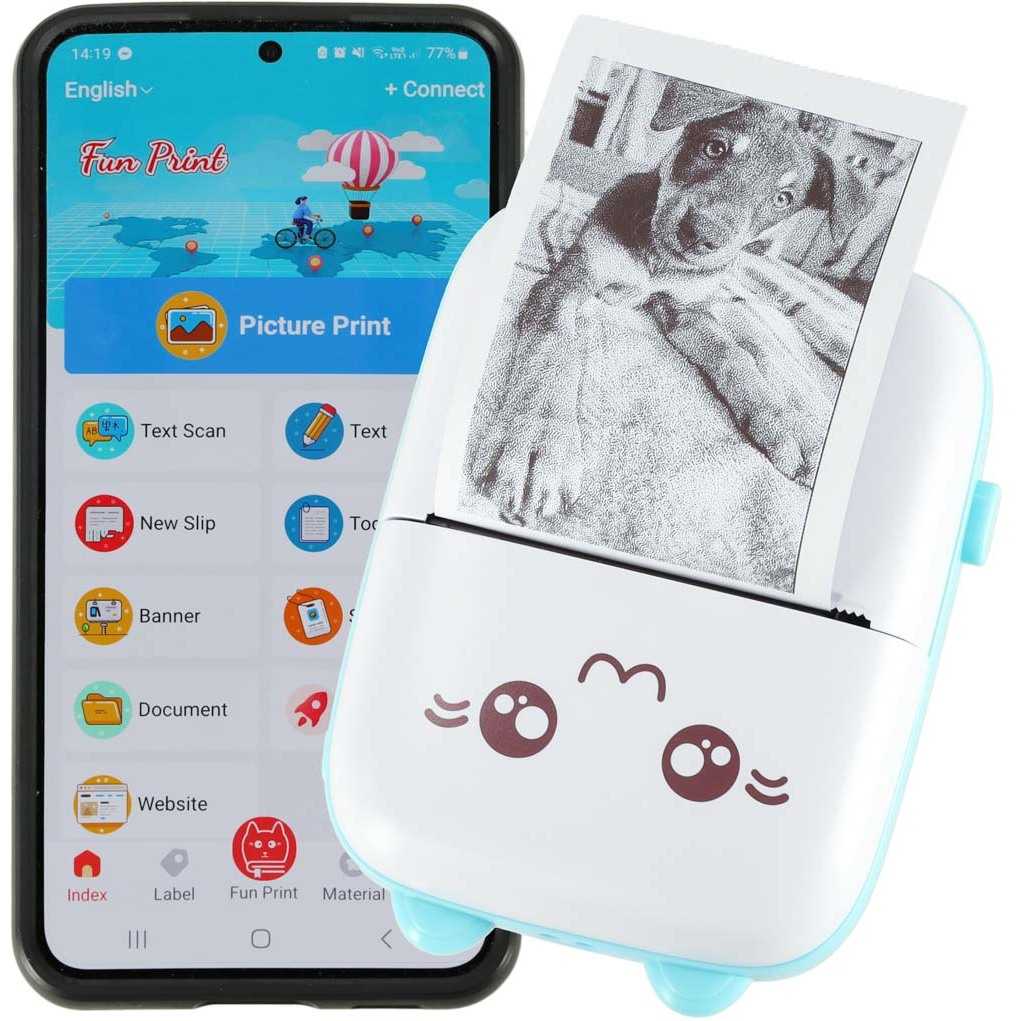 Mini imprimanta termica pentru fotografii si etichete cu cablu USB si ...