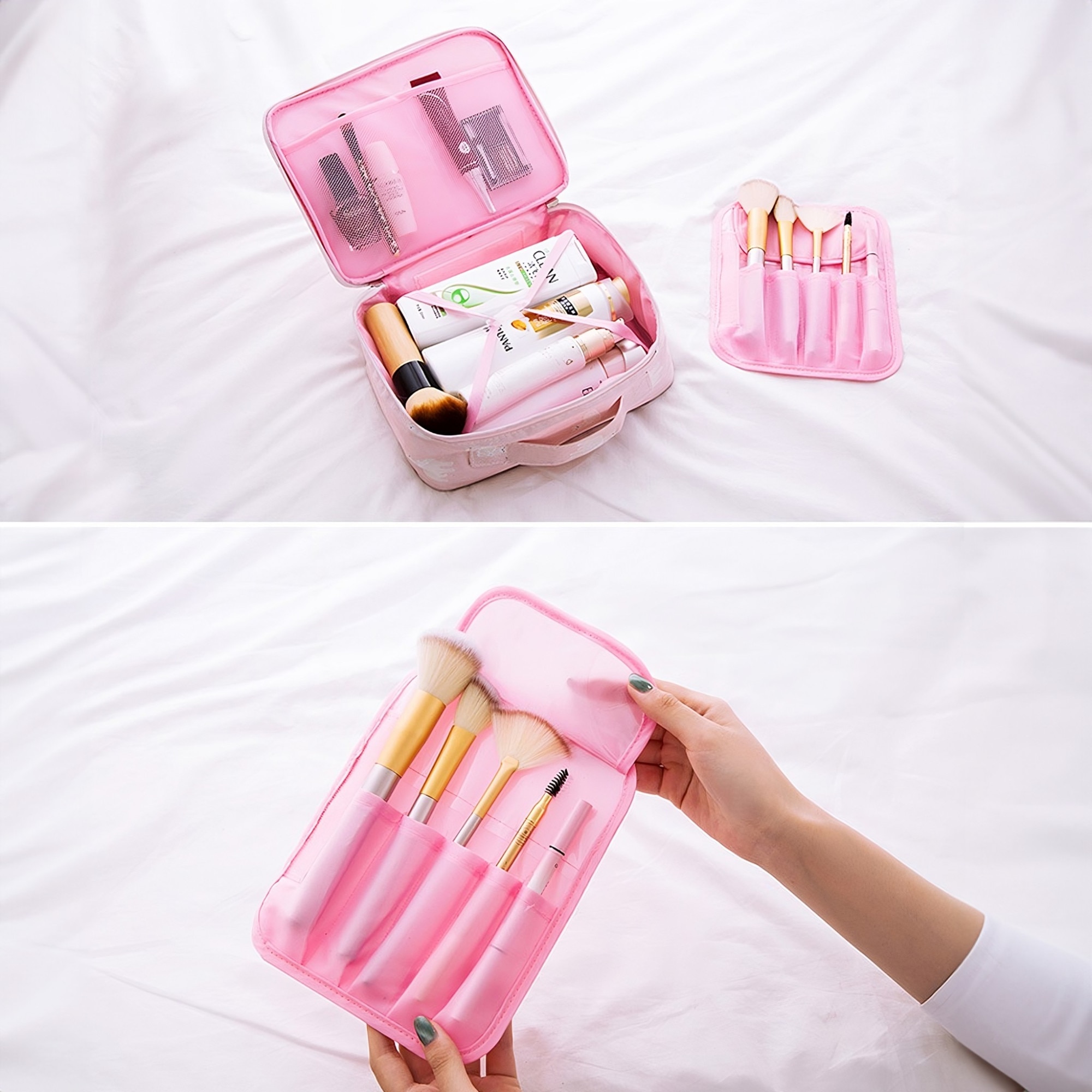 Geanta cosmetice voiaj, 21.5x8x17cm, Roz - eMAG.ro