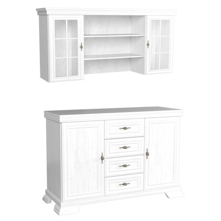 Set mobila living comoda VM3 si vitrina VMN4, 128 x 46 x 97 cm, Alb ...