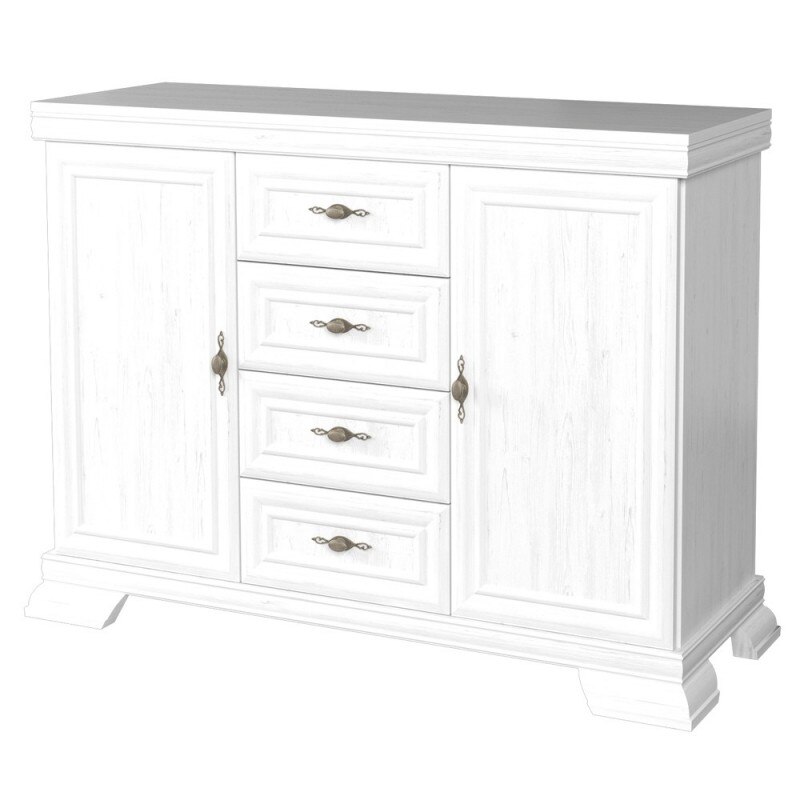 Set mobila living comoda VM3 si vitrina VMN4, 128 x 46 x 97 cm, Alb ...