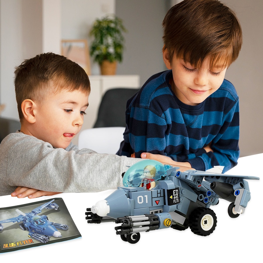 Set mare de blocuri de constructie, avion cu reactie, 268 de piese, joc ...
