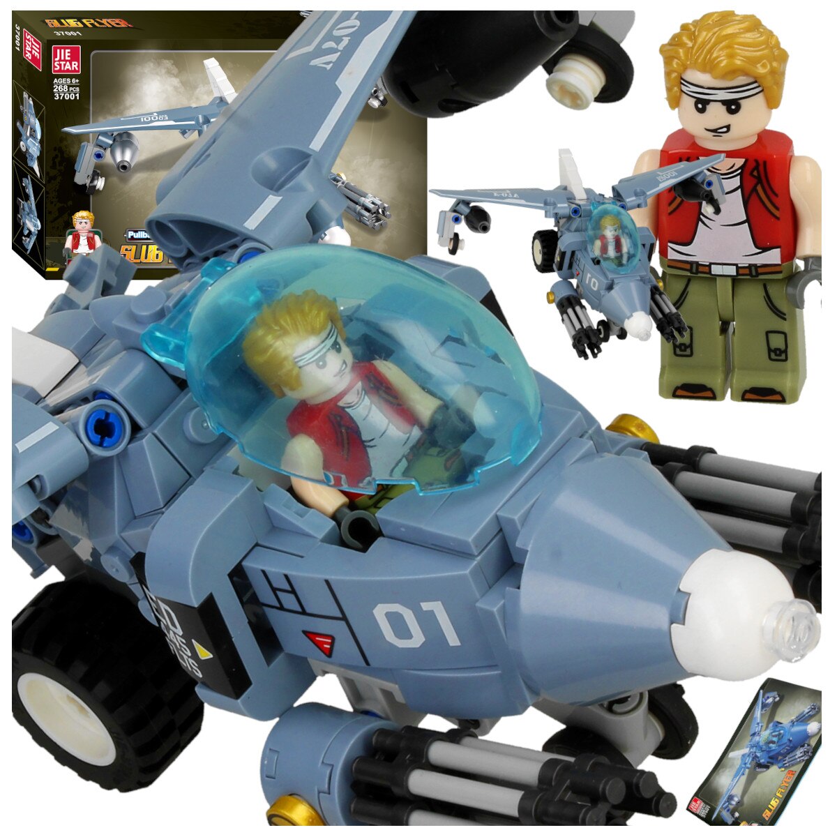 Set mare de blocuri de constructie, avion cu reactie, 268 de piese, joc ...