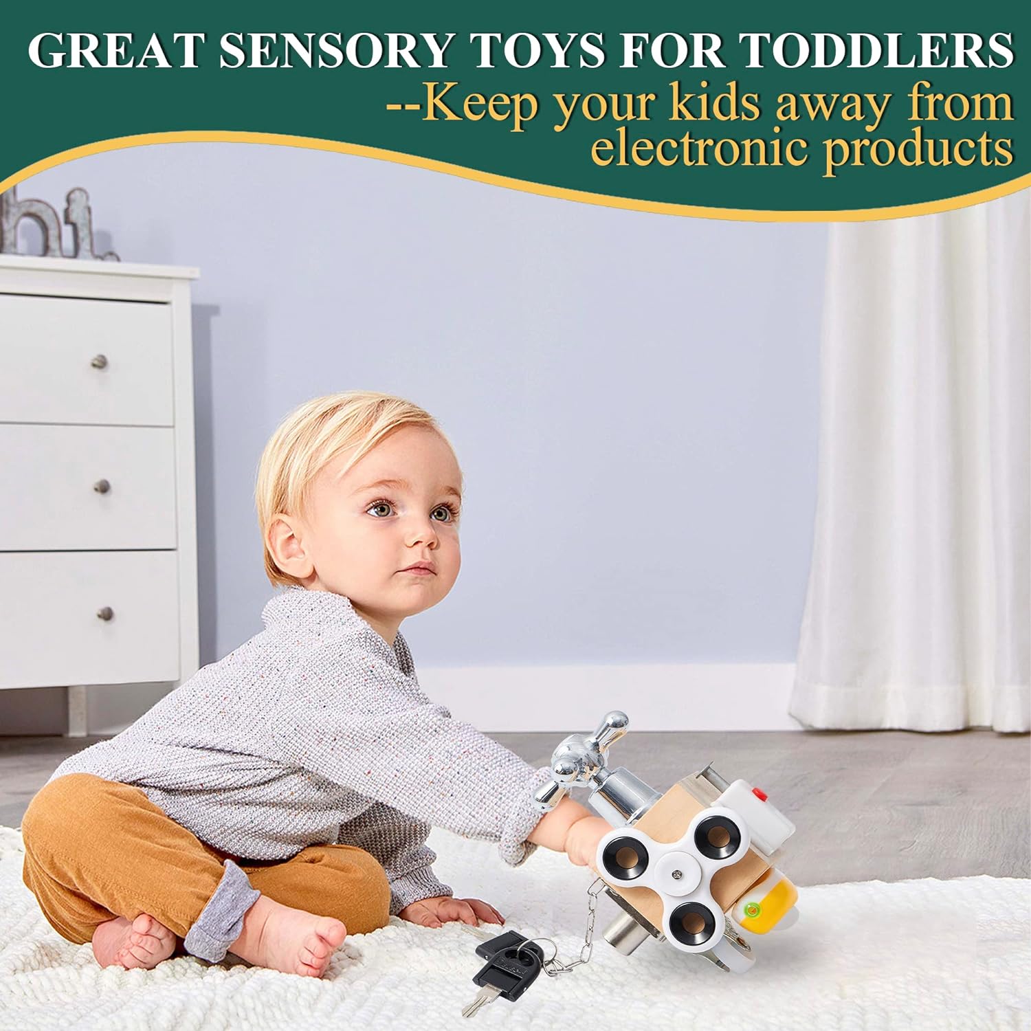 Jucarie interactiva Cub Montessori cu activitati senzoriale, JENUOS ...