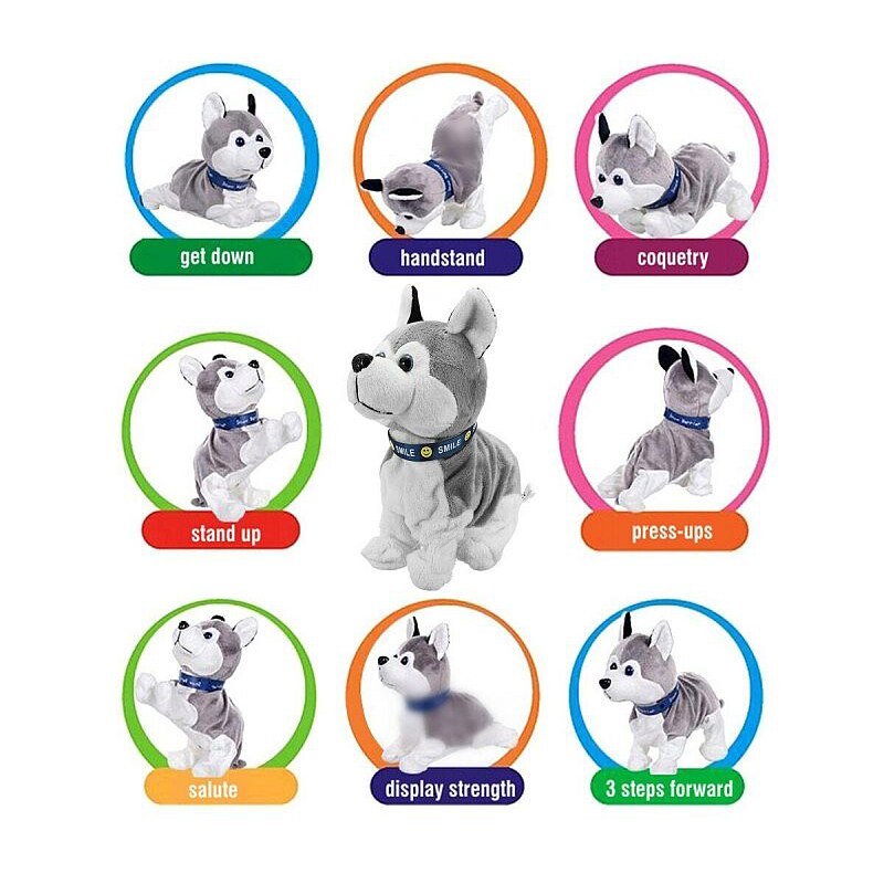 Jucarie catelus Husky interactiv, PROCART, latra, se misca, alimentare ...