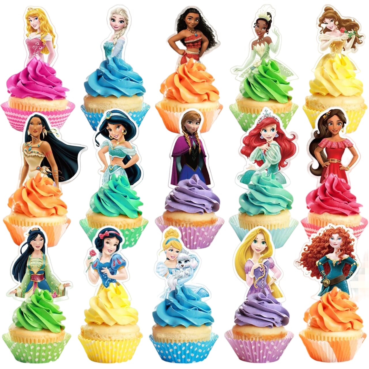 Set de 45 decoratiuni pentru prajituri Funown, carton, multicolor - eMAG.ro