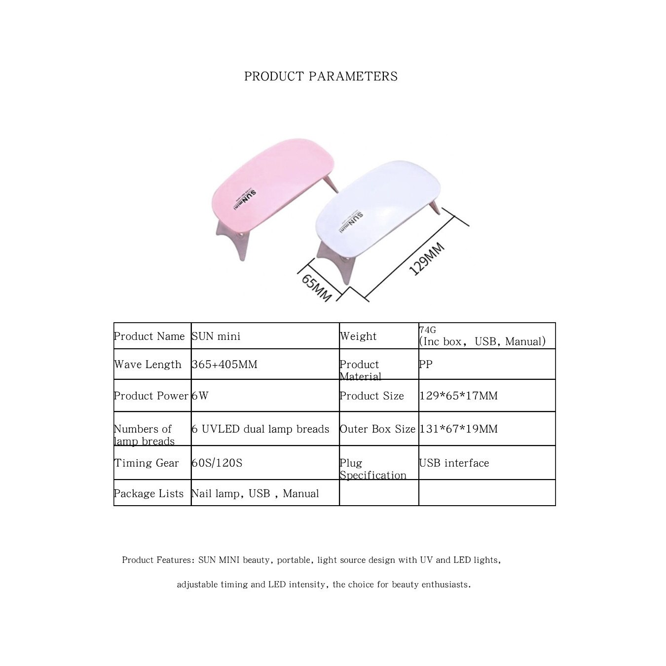 Mini lampa UV, Sun, 15x8x3cm, Alb - eMAG.ro