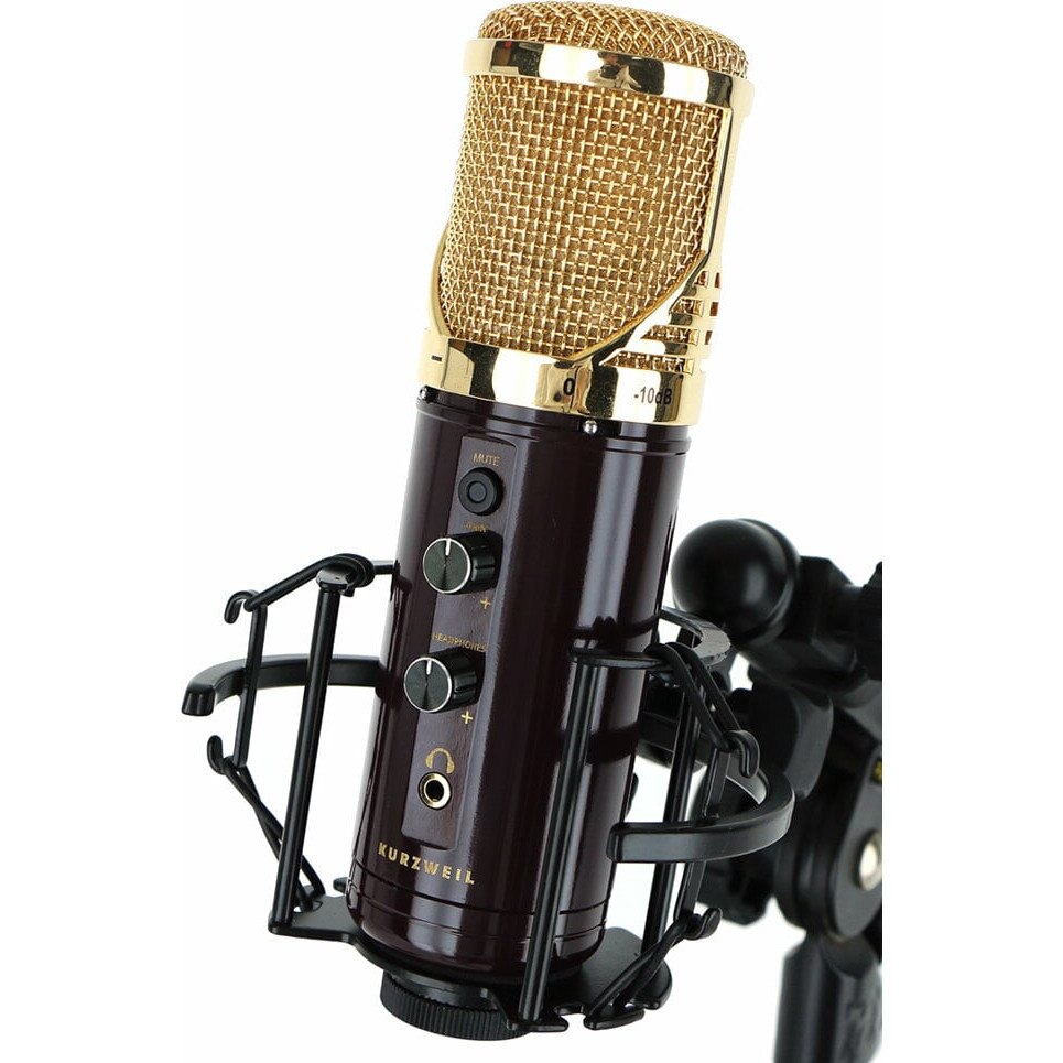 Microfon studio, Kurzweil, Condensator, USB 2.0, Negru/Auriu - eMAG.ro
