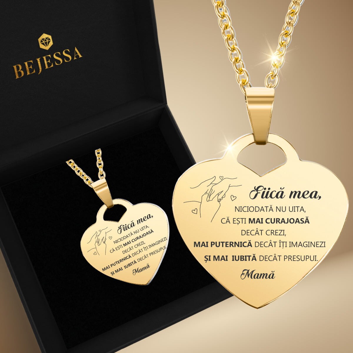 Colier Cu Gravura - Inima Pentru Fiica De La Mama – Niciodata Sa Nu ...