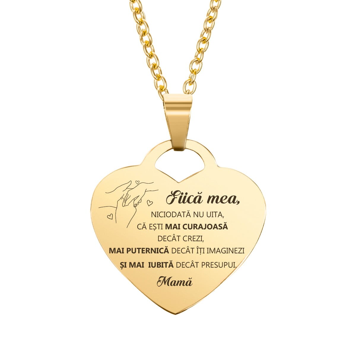 Colier Cu Gravura - Inima Pentru Fiica De La Mama – Niciodata Sa Nu ...