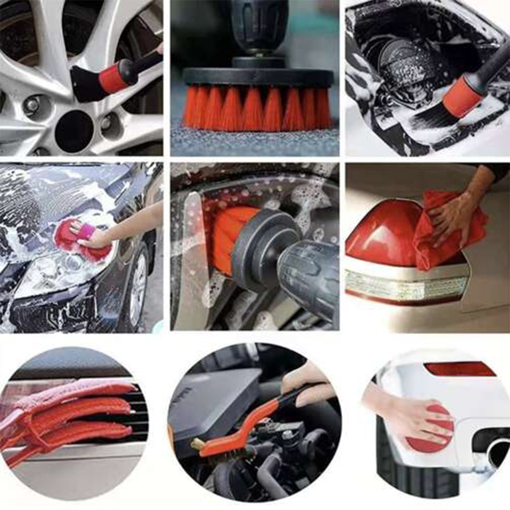 Set 18 Piese Detailing Auto, Curatare Interior Si Exterior, 4 Capete ...