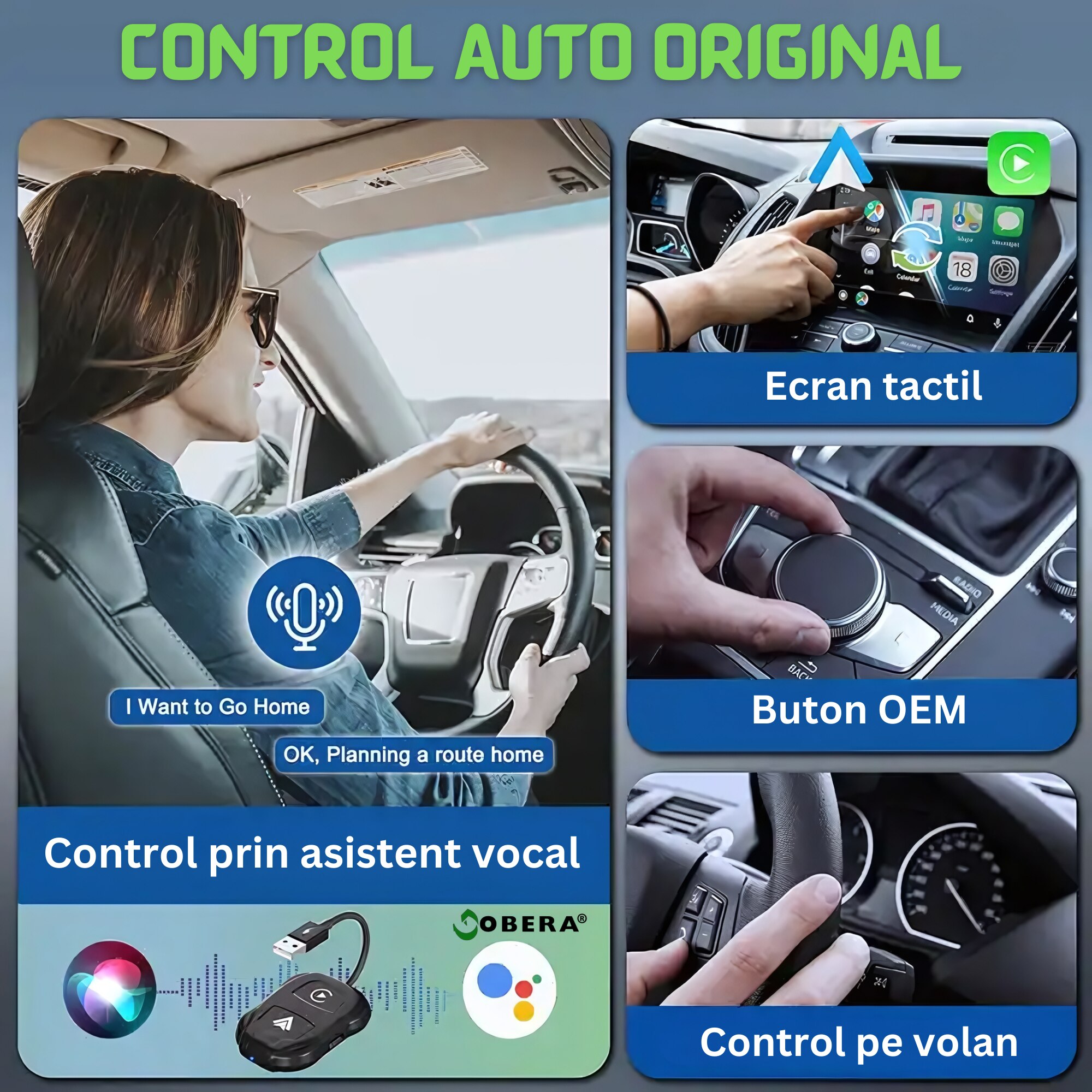 Adaptor wireless goBERA®, CarPlay & Android Auto 2 in 1, Compatibil cu ...