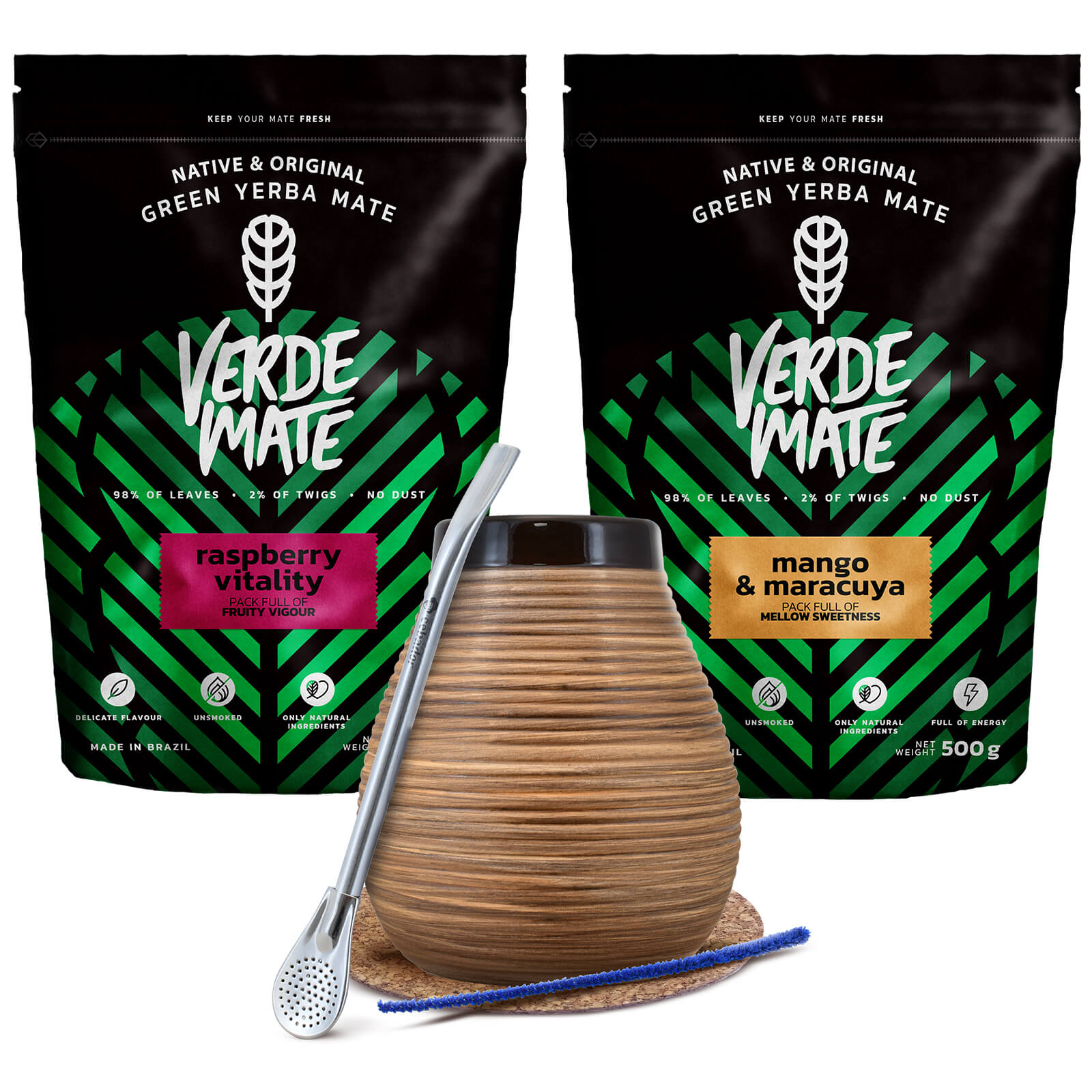 Ceai Yerba Mate Set, Verde Mate Raspberry, Mango Maracuya, 2x500g, Cana ...