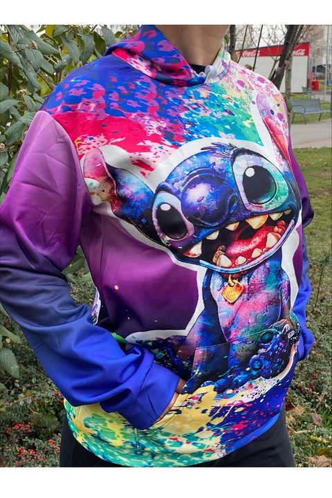 Hanorac Cu Gluga, Madette Line, Cu Imprimeu Colorat si Nuante ...