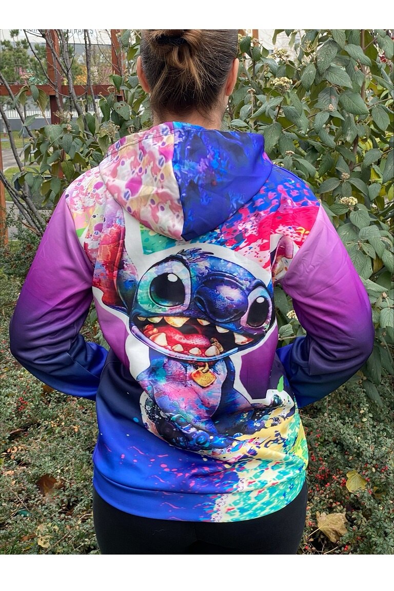 Hanorac Cu Gluga, Madette Line, Cu Imprimeu Colorat si Nuante ...