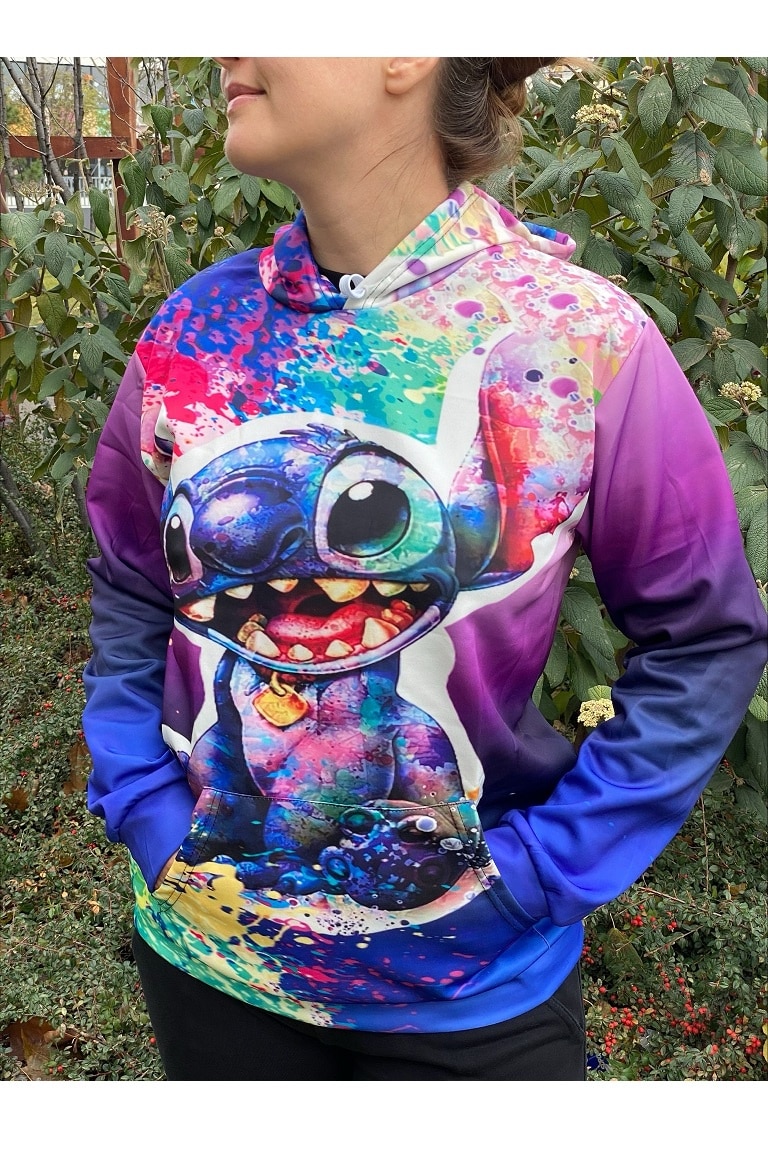 Hanorac Cu Gluga, Madette Line, Cu Imprimeu Colorat si Nuante ...