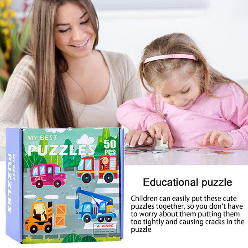 Set 50 de puzzle-uri de potrivire pentru copii mici, JESWO, Lemn ...