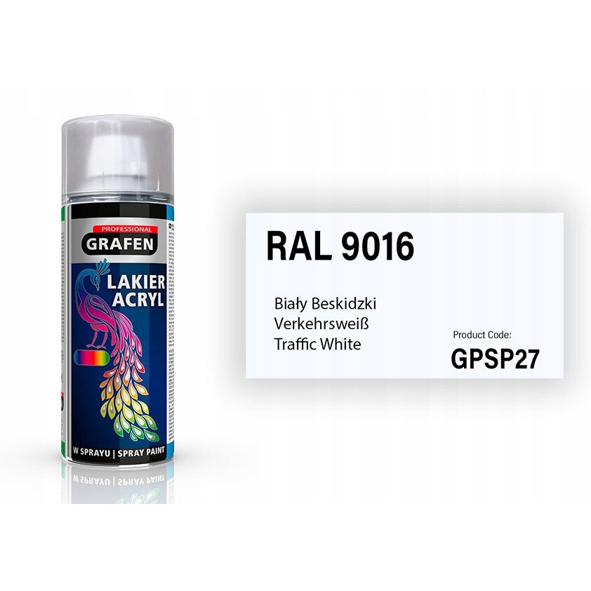 Spray lac acrilic, Grafen, Alb RAL 9016 - eMAG.ro