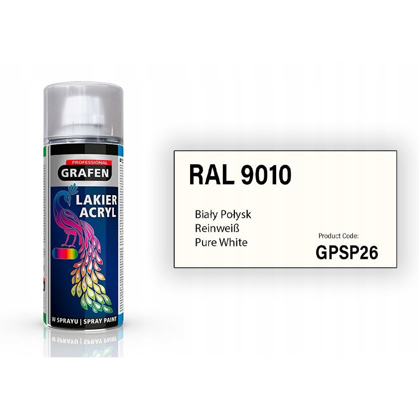 Spray lac acrilic, Grafen, Alb RAL 9010 - eMAG.ro