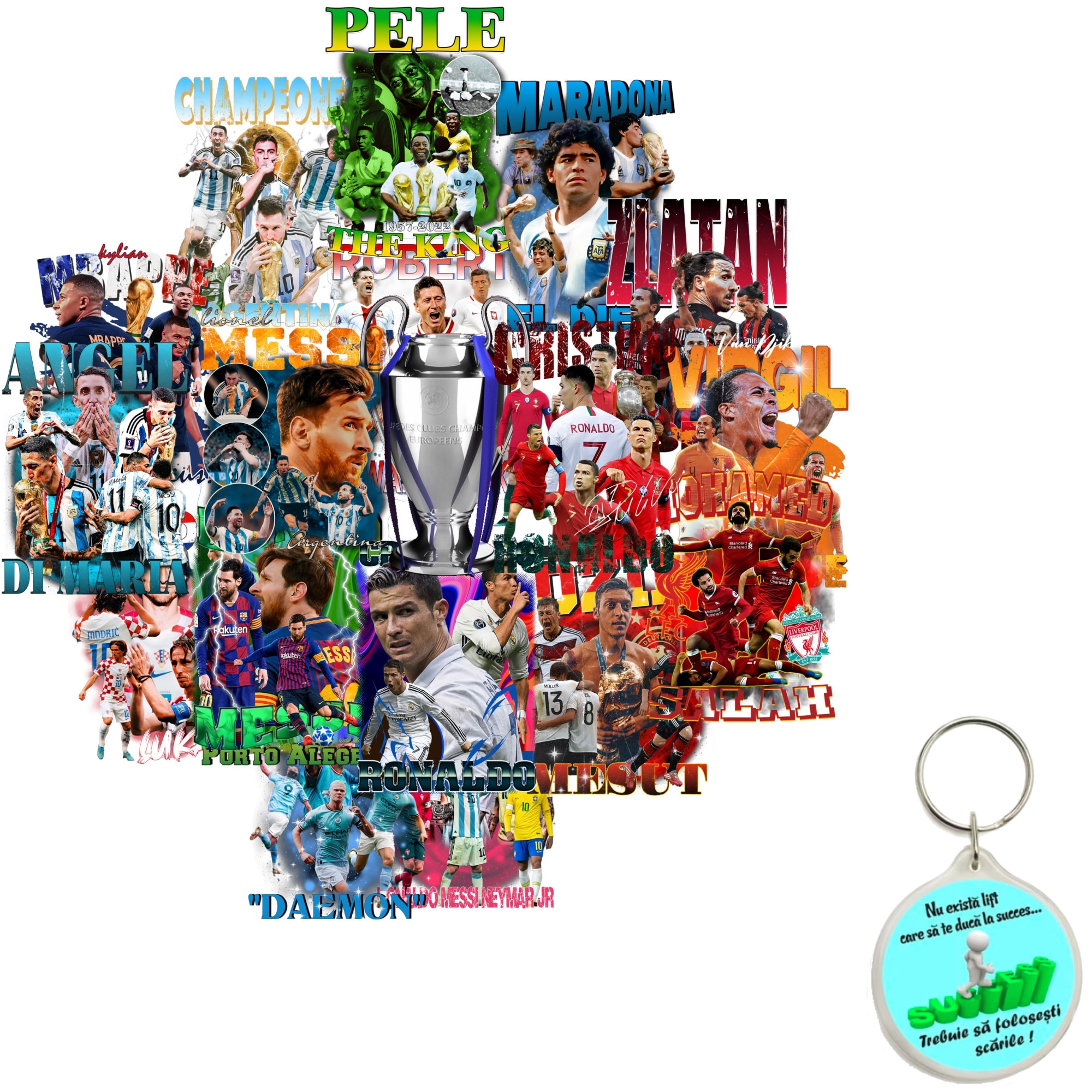 Set de 21 stickere decorative Fotbal player All time ever, multicolor ...