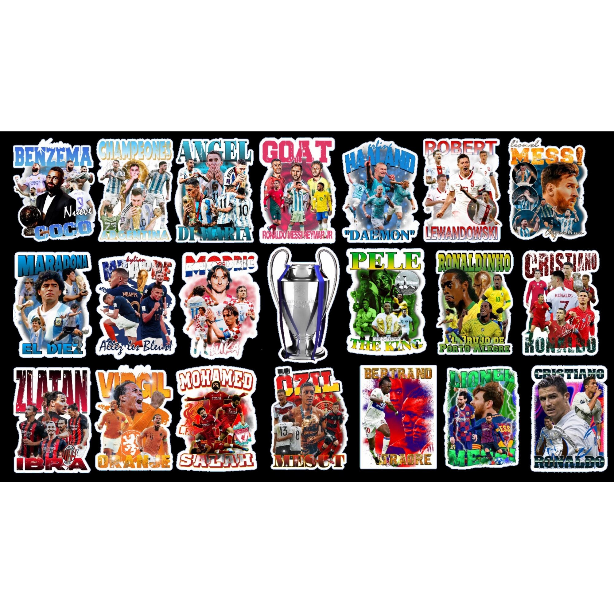 Set de 21 stickere decorative Fotbal player All time ever, multicolor ...