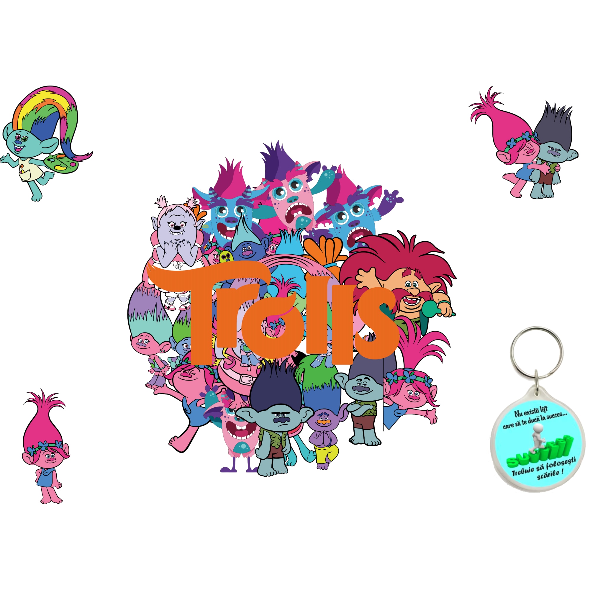 Set de 30 stickere decorative Trolls personaje haioase si simpatice ...