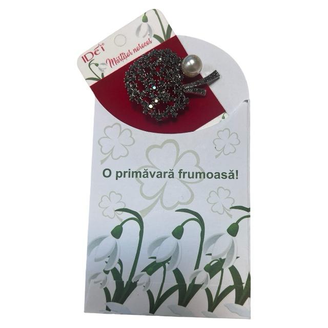 Brosa dama, floare cu perla, 5 cm, 631122 - eMAG.ro