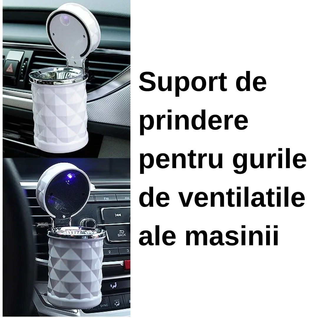 Scrumiera Auto, LUDORA, Portabila, Lumini LED, Curatare Usoara ...