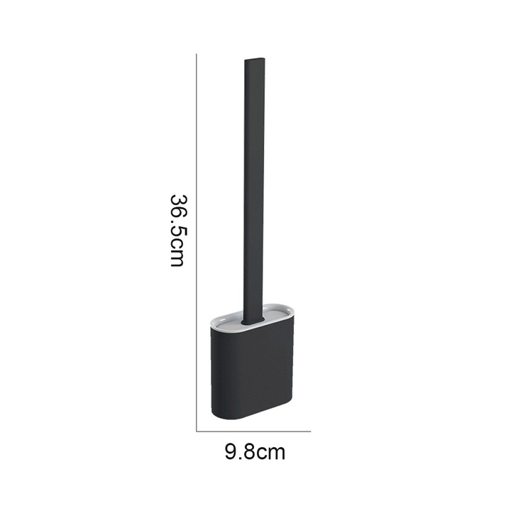 Set perie WC cu suport, Montare perete, Negru - eMAG.ro