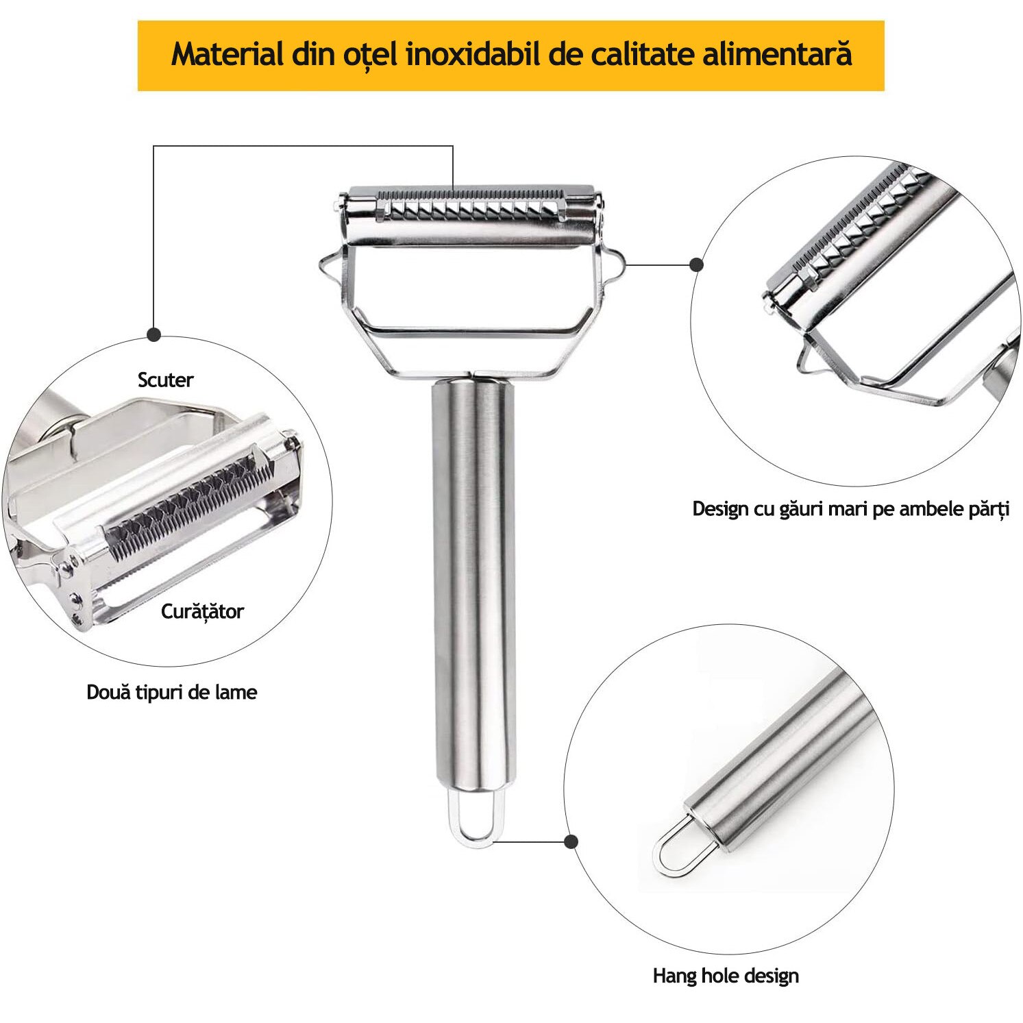 Accesoriu pentru decojire legume si fructe, multifunctional, Taiere ...